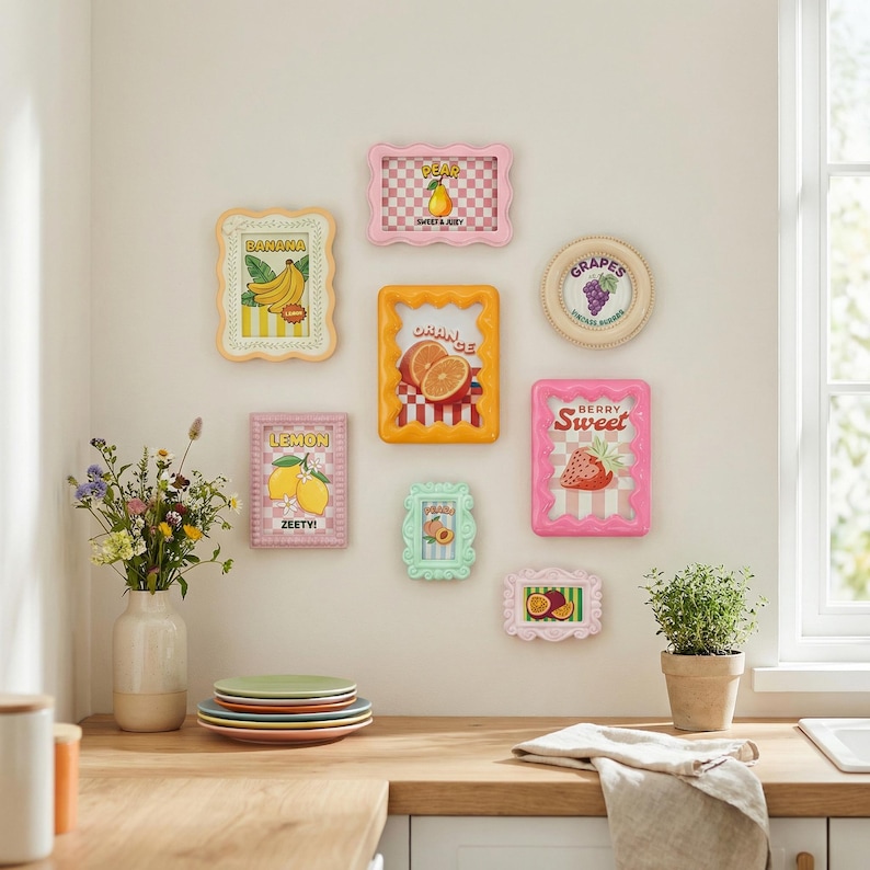 Colorful Scalloped Gallery Wall Picture Frame Set, Whimsical Dopamine ...