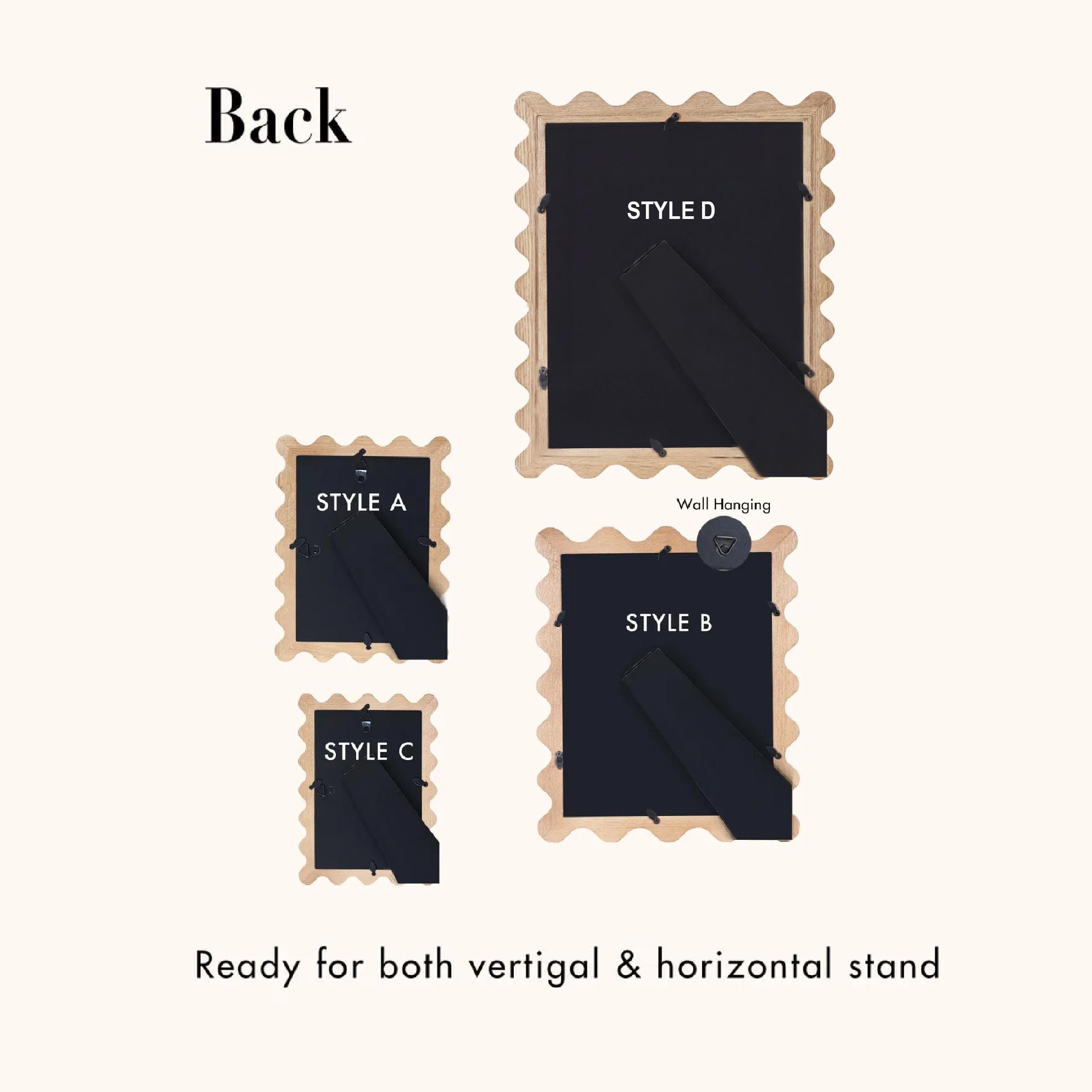 Wavy Edge Wooden Picture Frames Set, Natural Modern Art Wall Decor Wood ...