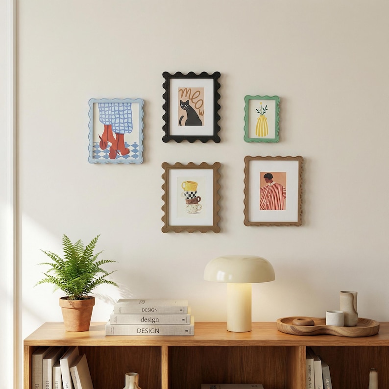 Scalloped Picture Frame Set, Colorful Wavy Photo Frames for Gallery ...