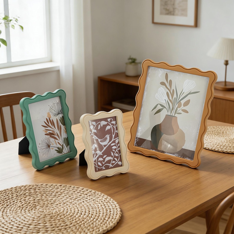 Wavy Edge Picture Frames, Decorative Wall & Tabletop Frames Set, Modern ...