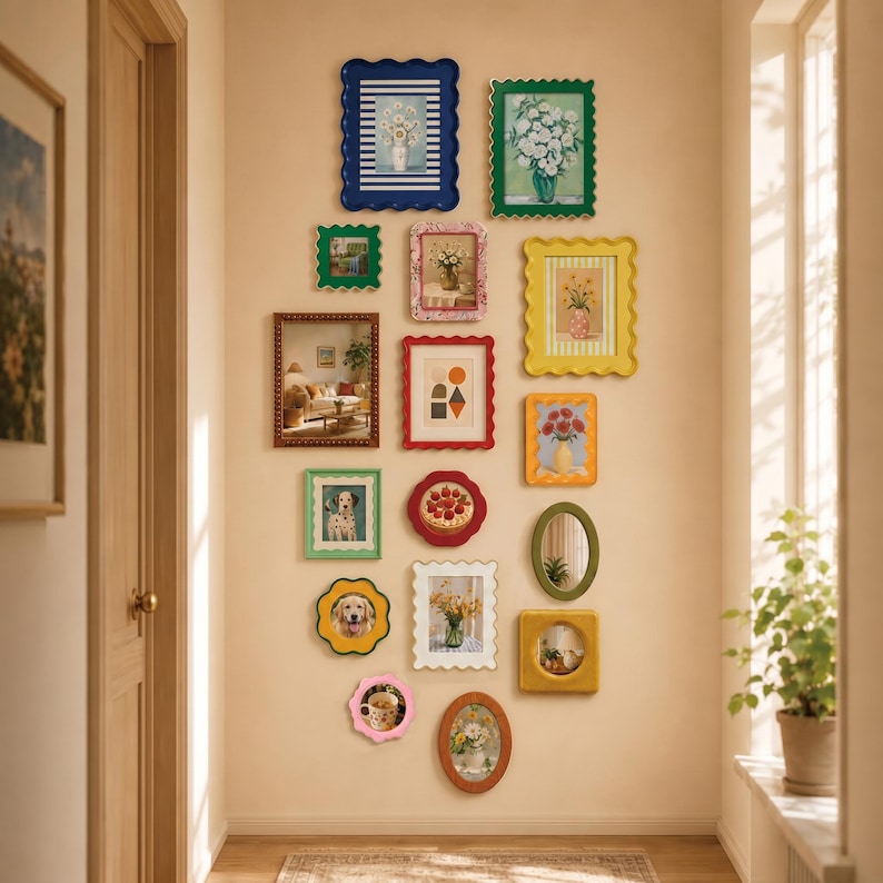 Whimsical Wavy Photo Frame Set | Colorful Mixed Shaps Frames for ...