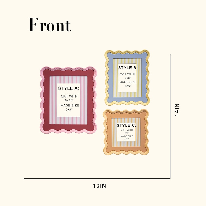 Funky Wavy Picture Frame Set | Retro Scalloped Edge Photo Frame With ...