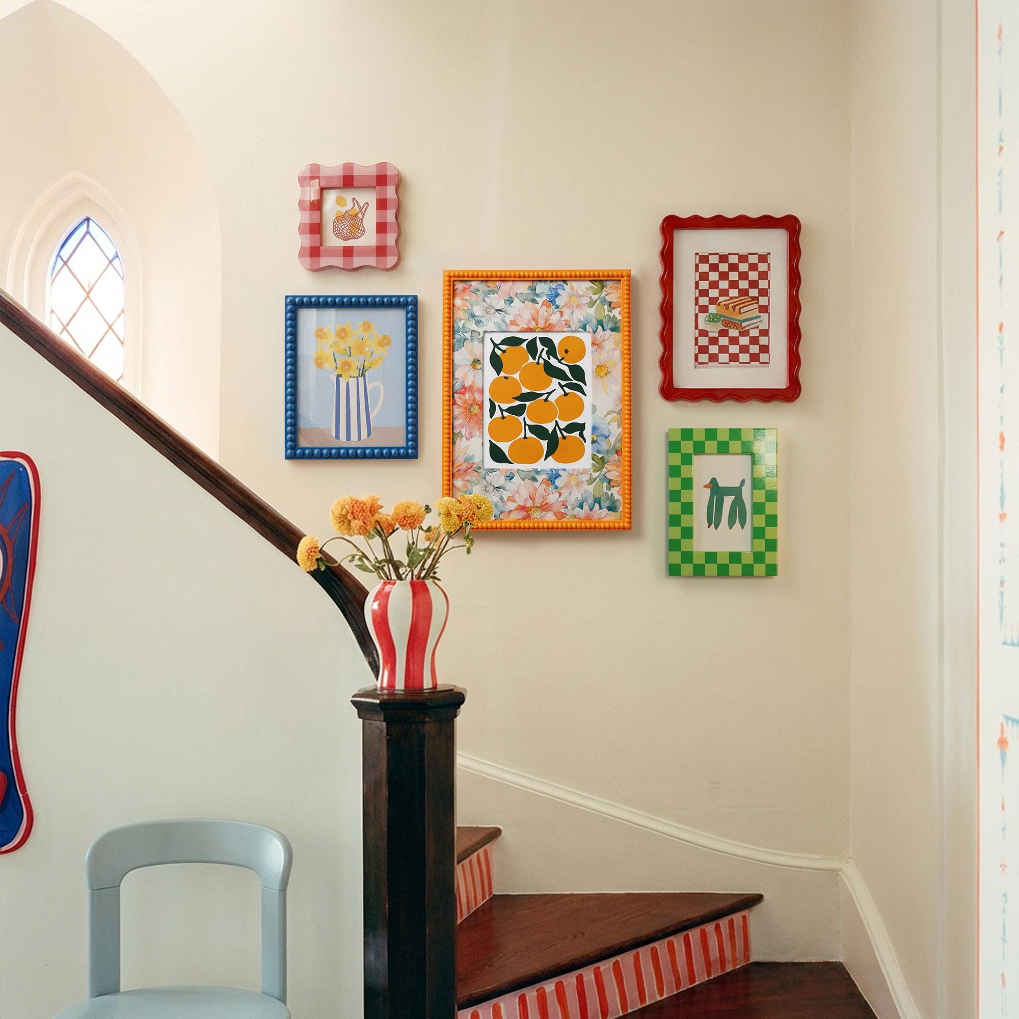 Eclectic Wall Art Picture Frame Set | Funky Vibrant Scalloped ...