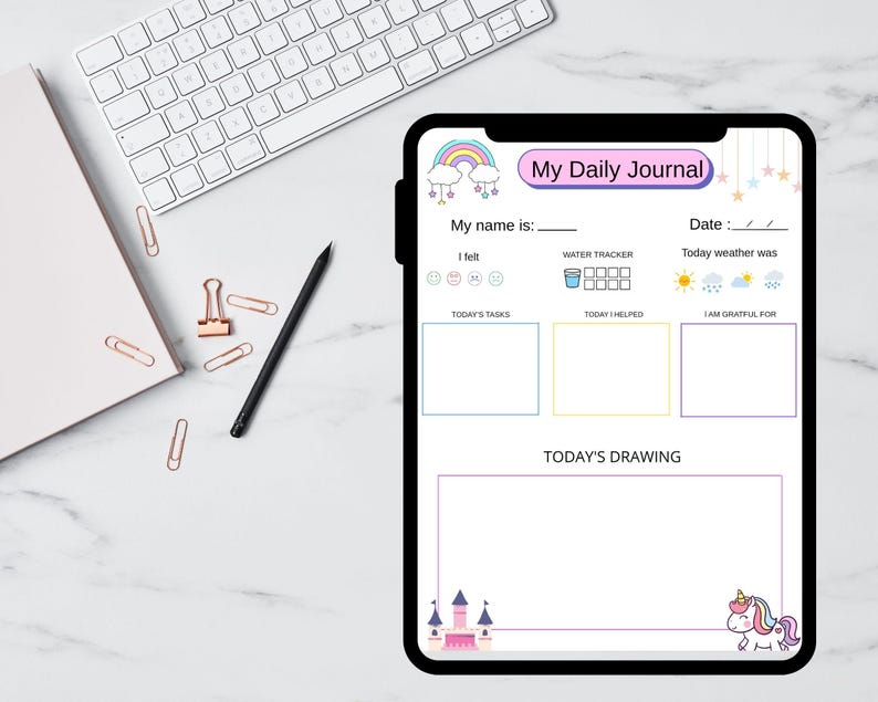 Kids Daily Planner Printable -unicorn Journal PDF- Digital Gratitude ...