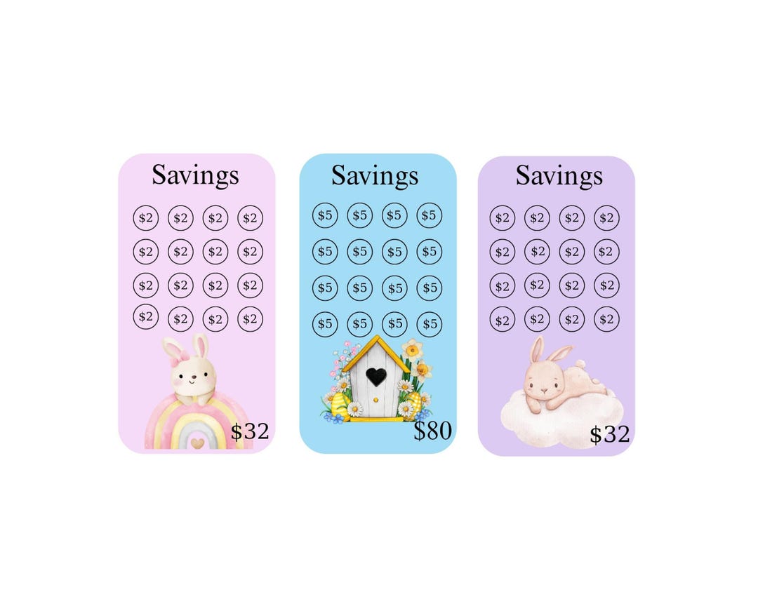 Kids Savings Tracker Printable | Cute Bunny Design | Money Goal Chart ...