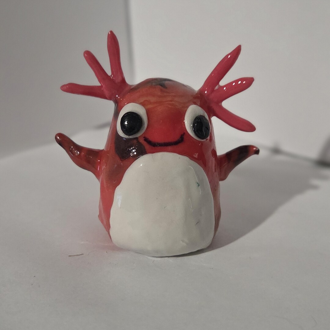 Marbled Red Green Blue Polymer Clay Axolotl Figurine: Kawaii Desk Pet ...