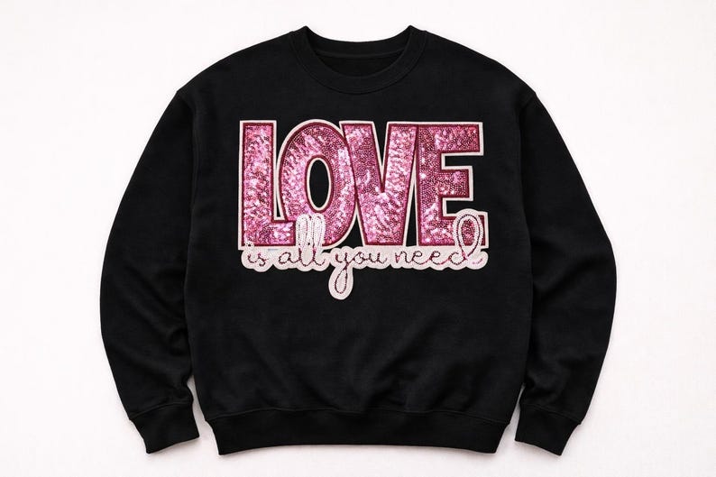 LOVE Sequin Patch, Valentine Patch, Pink Sequin Appliqué, Iron on Patch ...