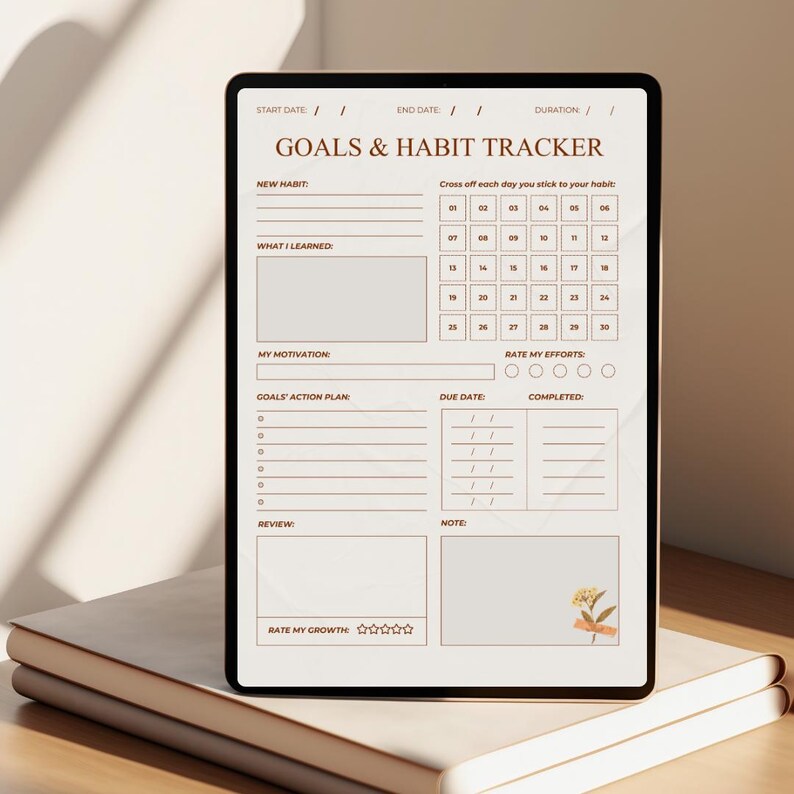 Goals and Habit Tracker Printable | Productivity & Wellness (digital) RESELL - Etsy