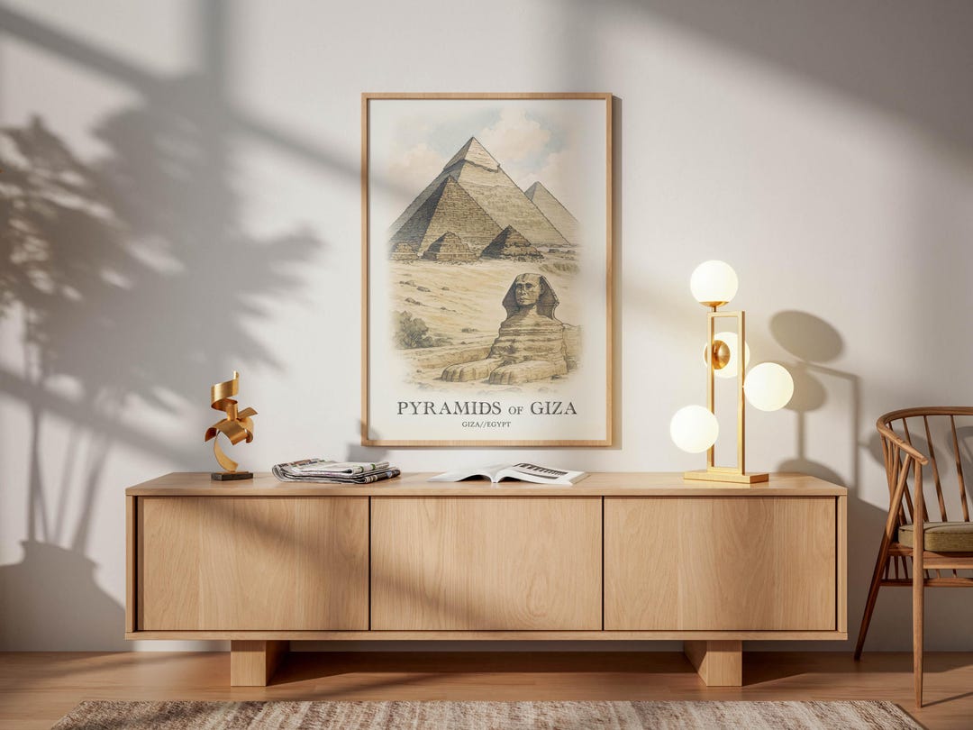 Pyramids of Giza Wall Art | Egypt Landmark | Printable Wall Decor ...