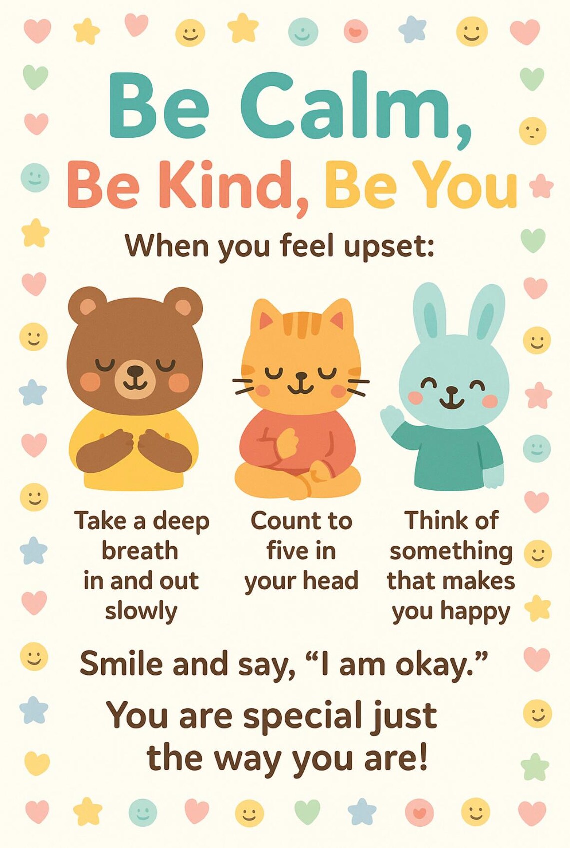 Kids Calm Down Poster – Positive Affirmations & Mindfulness Wall Art ...