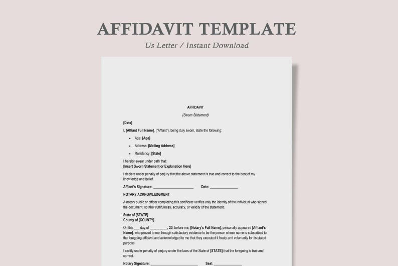 Affidavit of Bona Fide Marriage Template - Etsy
