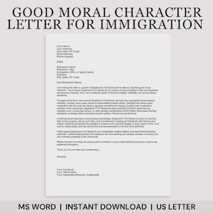 Good Moral Character Letter Template – Editable | Immigration USCIS ...