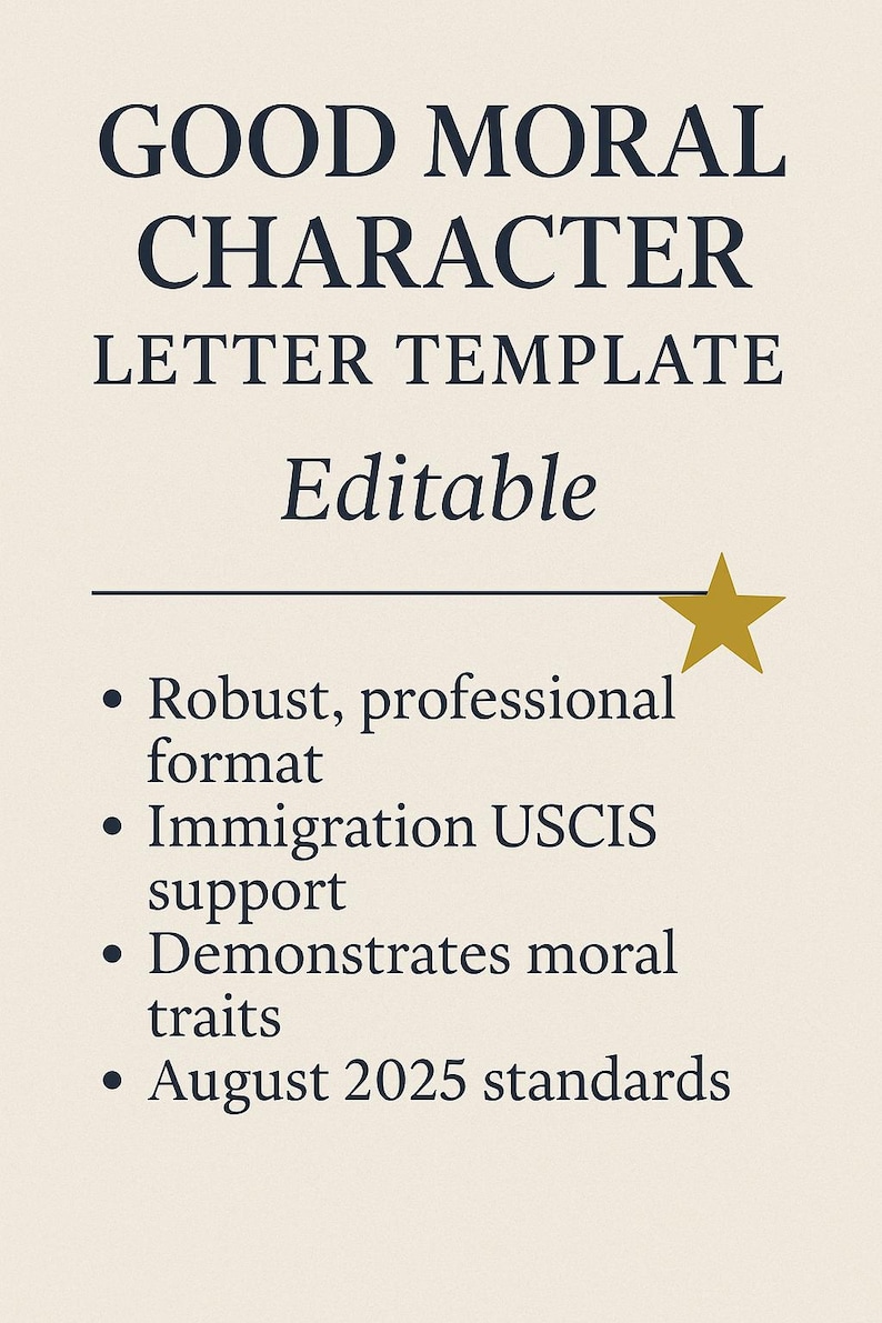 Good Moral Character Letter Template – Editable | Immigration USCIS ...