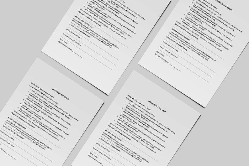 Affidavit of Bona Fide Marriage Template - Etsy Canada