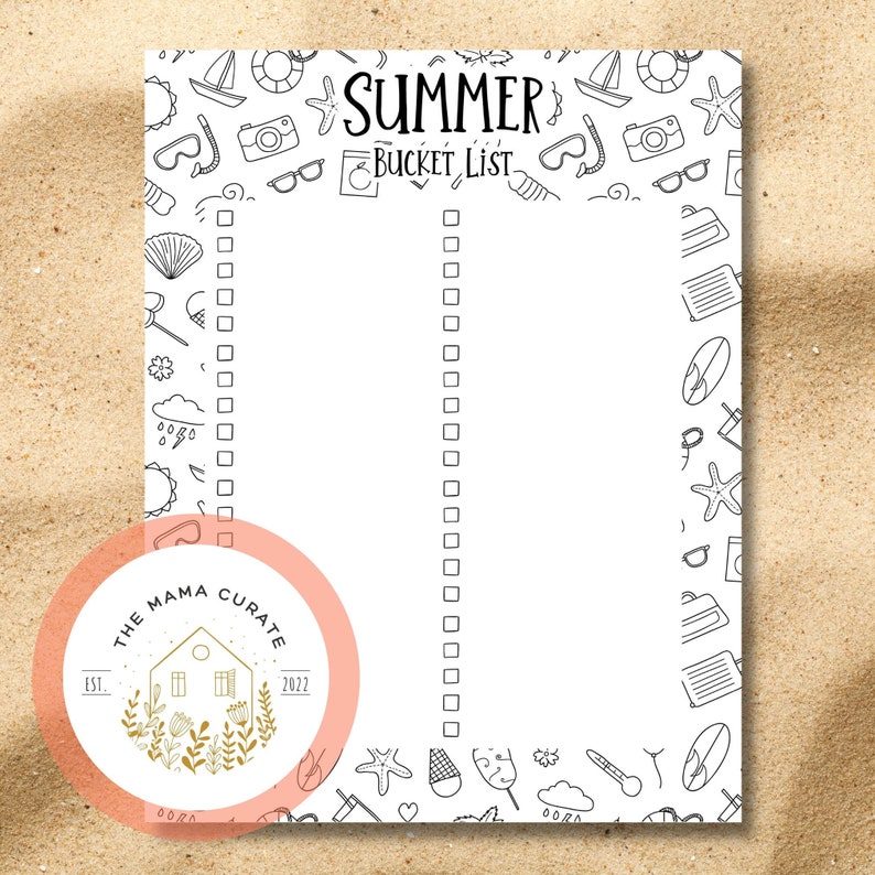 Summer Bucket List Printable Summer Break Bucket List Summer - Etsy