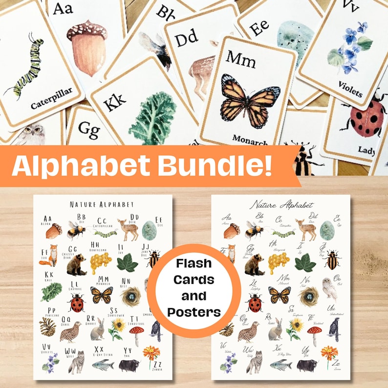 Alphabet BUNDLE Printable ABC Flash Cards Charlotte Mason - Etsy
