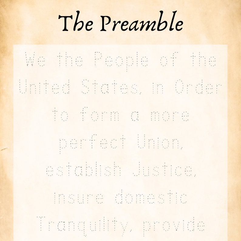Preamble Constitution Pledge of Allegiance Printable Tracing - Etsy