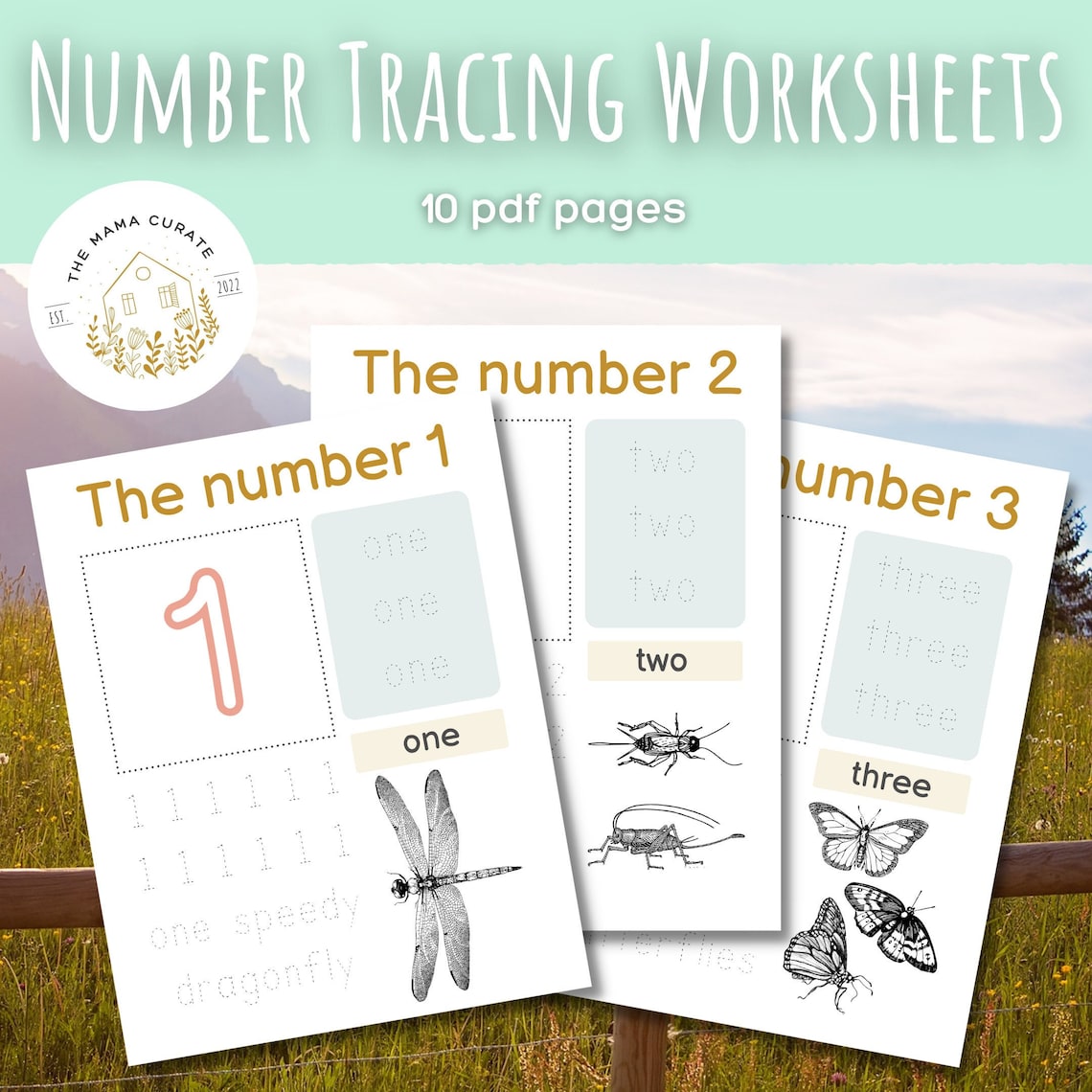 Number Tracing Worksheets Printable Homeschool Resource Preschool ...