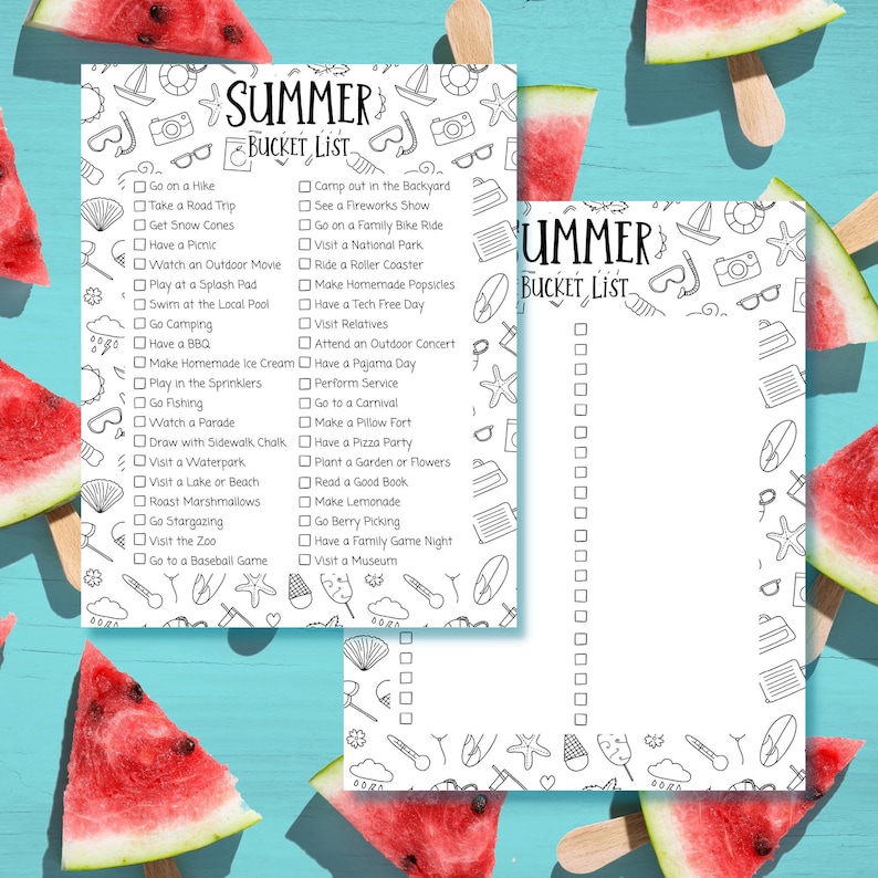 Summer Bucket List Printable, Summer Break Bucket List, Summer ...