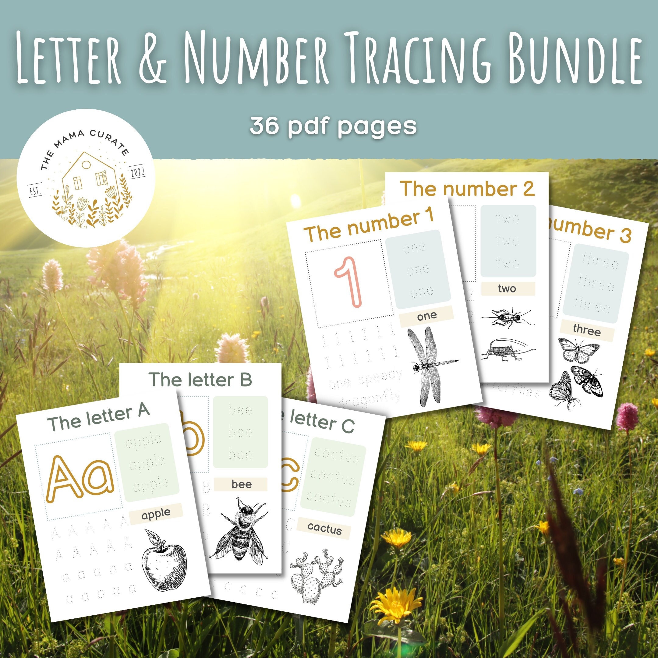 DIGITAL Handwriting Practice Letters and Numbers Tracing Bundle ...