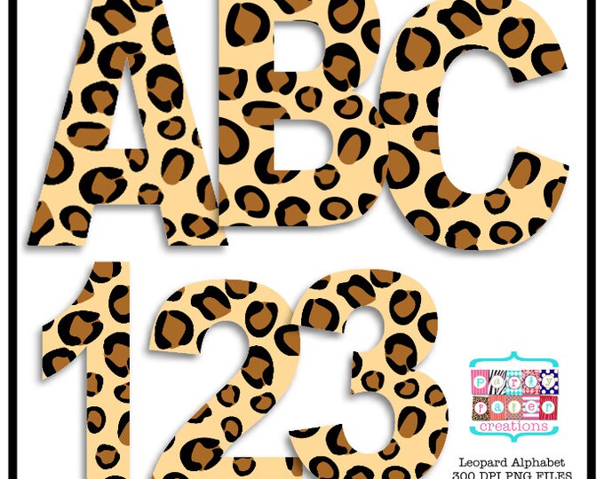 Leopard Animal Print Digital Alphabet and Number Clipart INSTANT ...