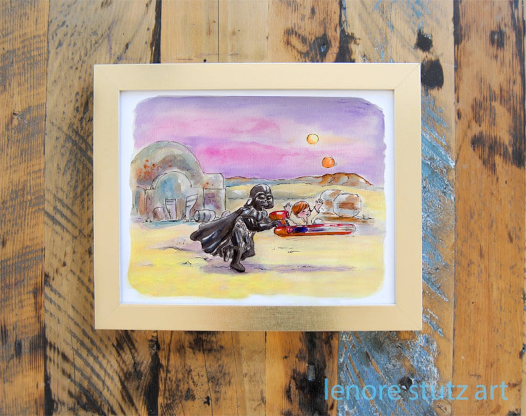 Darth Vader & Baby Luke Skywalker Art Print, Father's Day Gift (digital ...