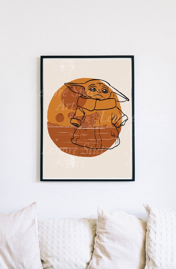 Baby Yoda Grogu Mandalorian Print Star Wars Modern Art | Etsy