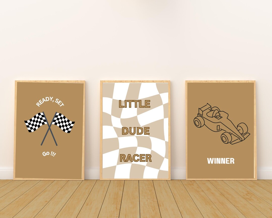Race Car Nursery Art Prints: Little Racer Dude Set of 3 (digital ...