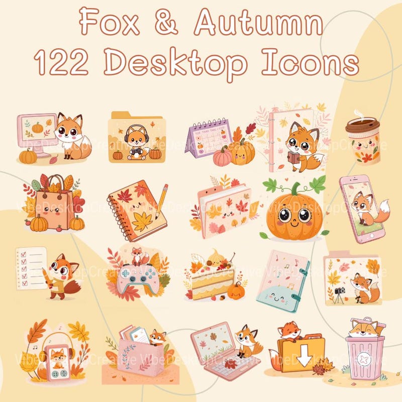 Autumn Desktop Set Icons - Etsy