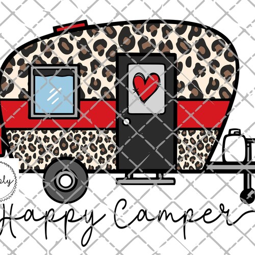 Happy Camper Png Camping Png Leopard Camping Sublimation - Etsy