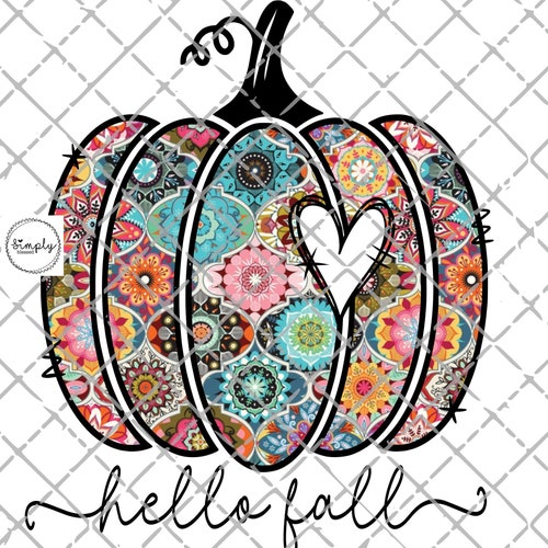 Pumpkin Png Hello Fall Pumpkin Boho Sublimation Design - Etsy