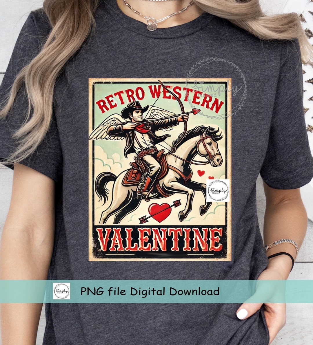 Retro Western Valentine Png, Western Cupid Shirt Design, Cowgirl Rodeo ...