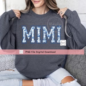 Mimi Blue Toile Png, Mimi Shirt Design for DTF, Mimi Blue Floral ...