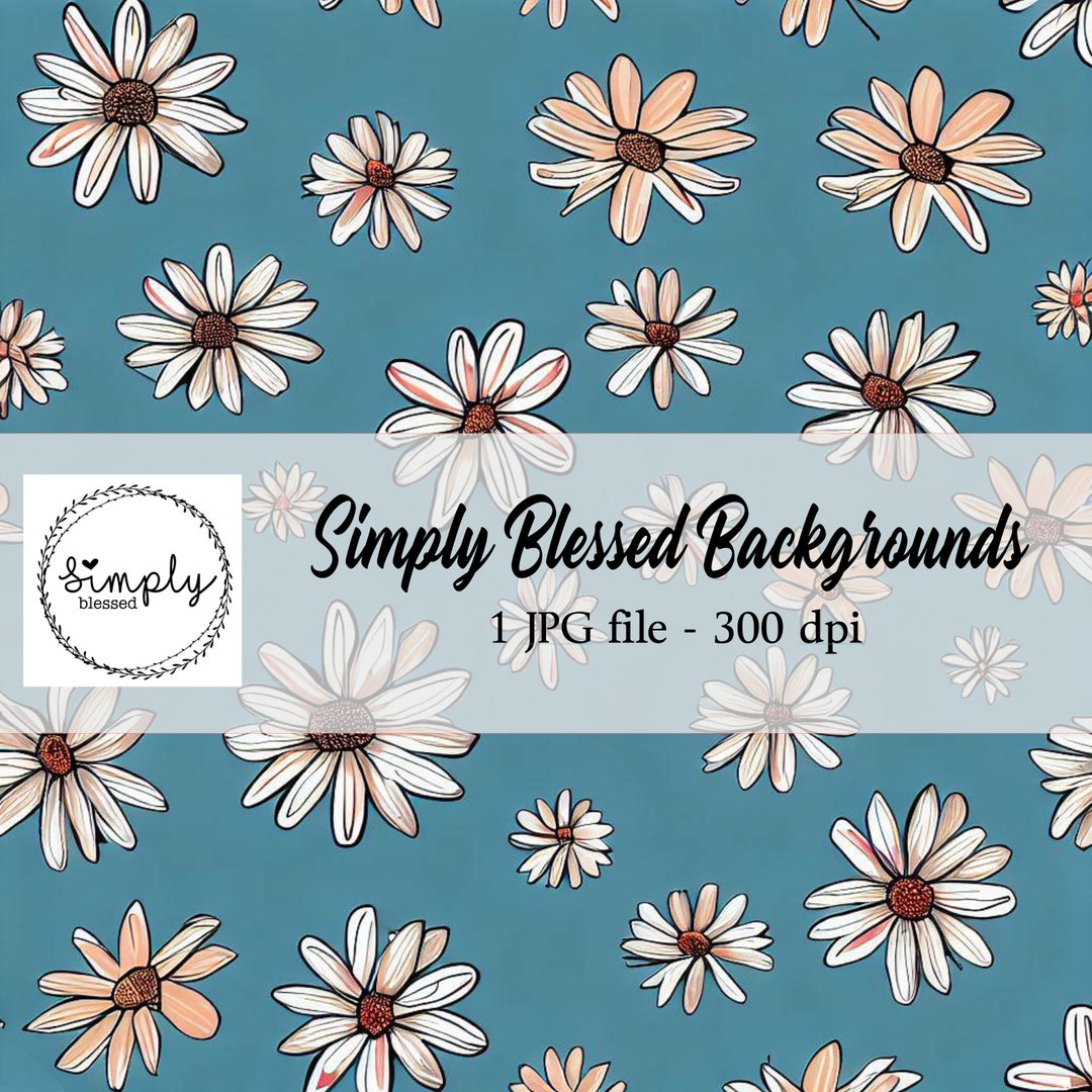 Boho Blue Vintage Daisy Floral Neutral Pattern Boho Blue - Etsy