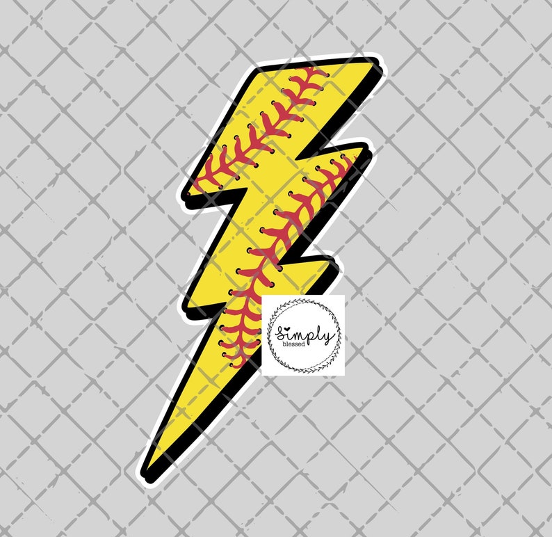 Softball Lightning Bolt Png, Softball Sublimation PNG Digital Download ...
