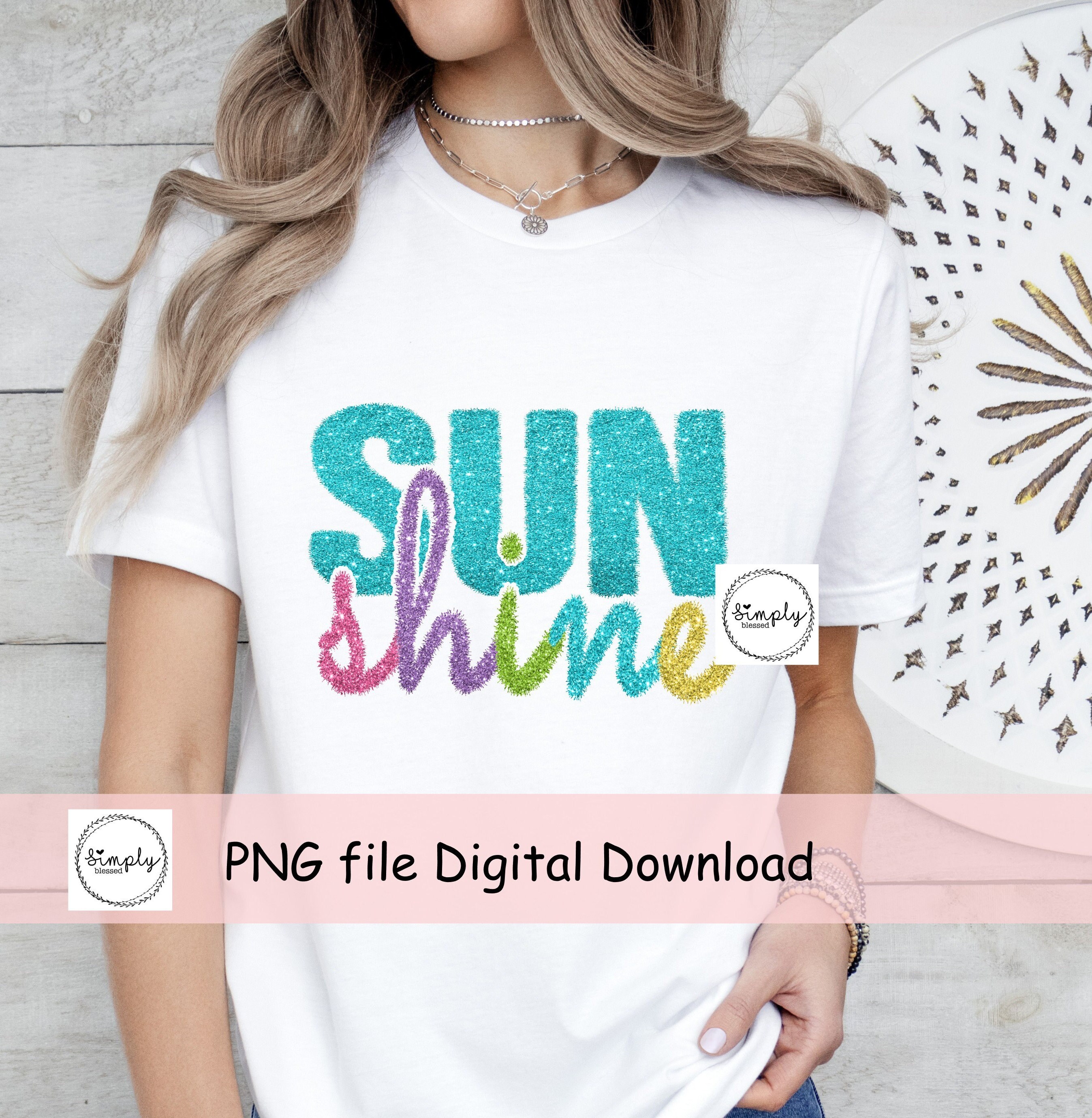 Sunshine Png, Faux Tinsel Summer Shirt Design, Spring Png Download ...