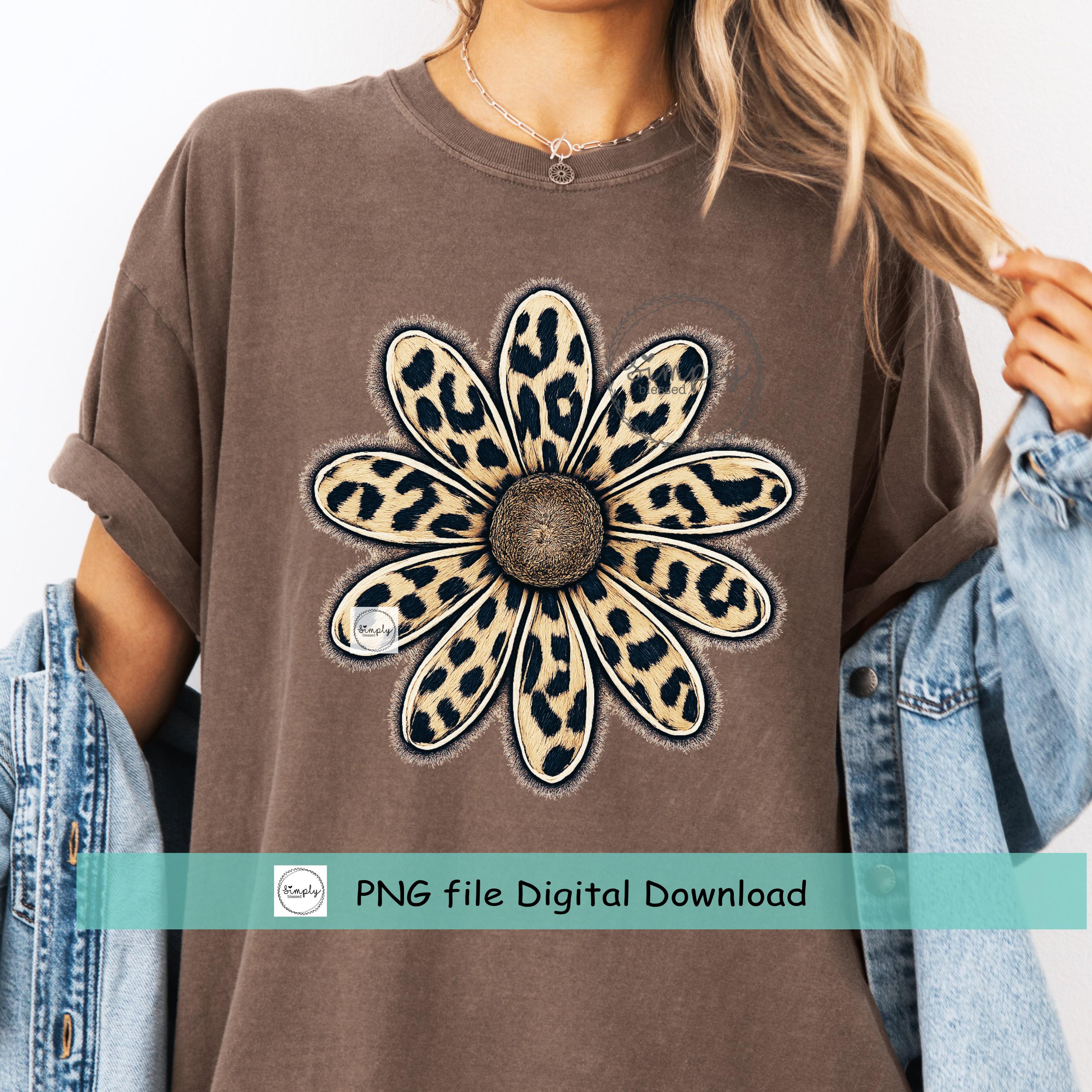 Leopard Flower Shirt Design PNG, Spring Png, Daisy Shirt, Trendy Summer ...