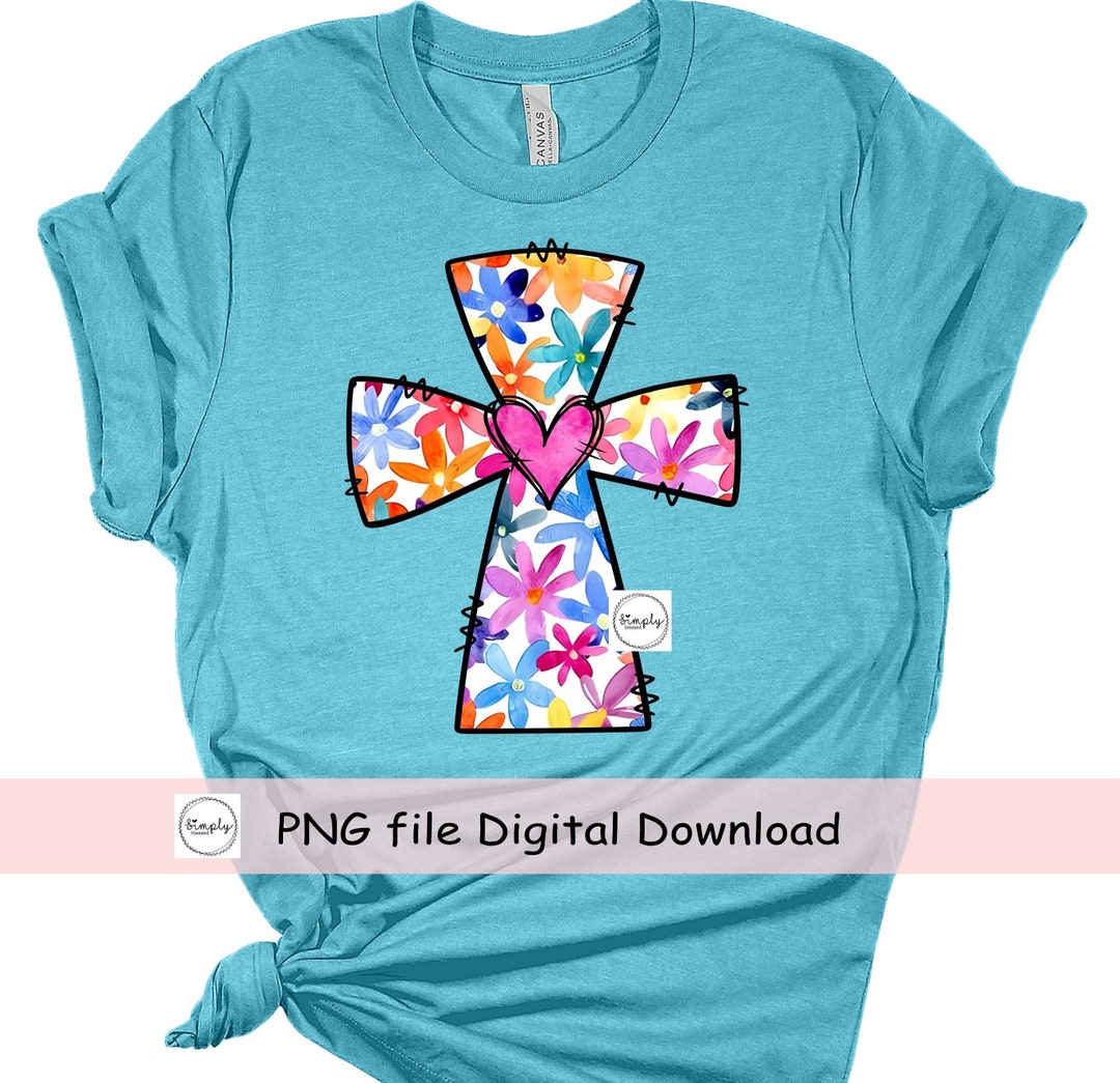 Spring Png, Spring Shirt Design, Cross Png, Religious Floral Watercolor ...