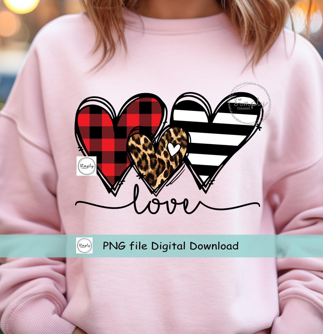 Valentines Png, Hearts Leopard Plaid Png, Sublimation Design, Valentine ...
