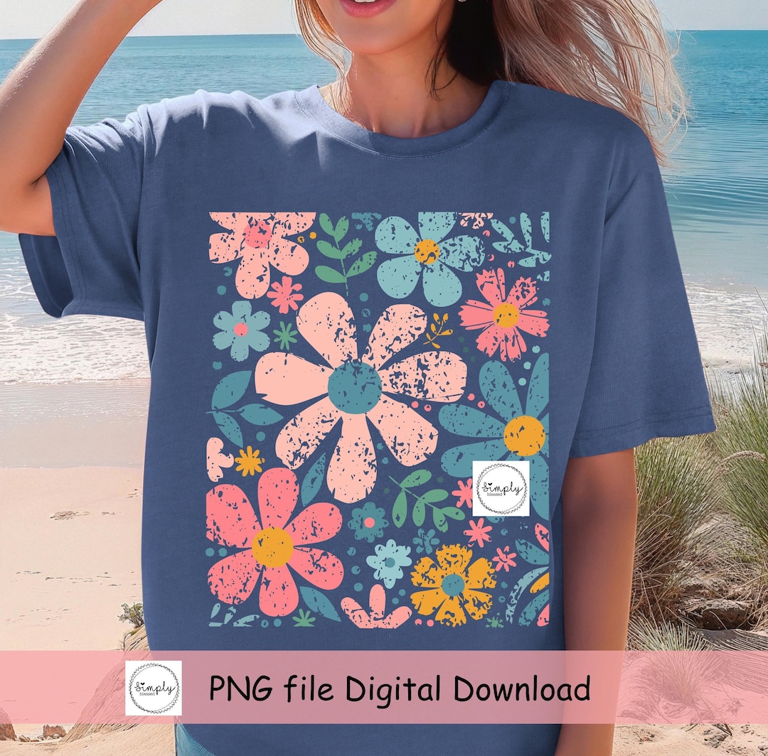 Retro Floral Png, Boho Summer Shirt Design PNG, Summer Flowers Png ...