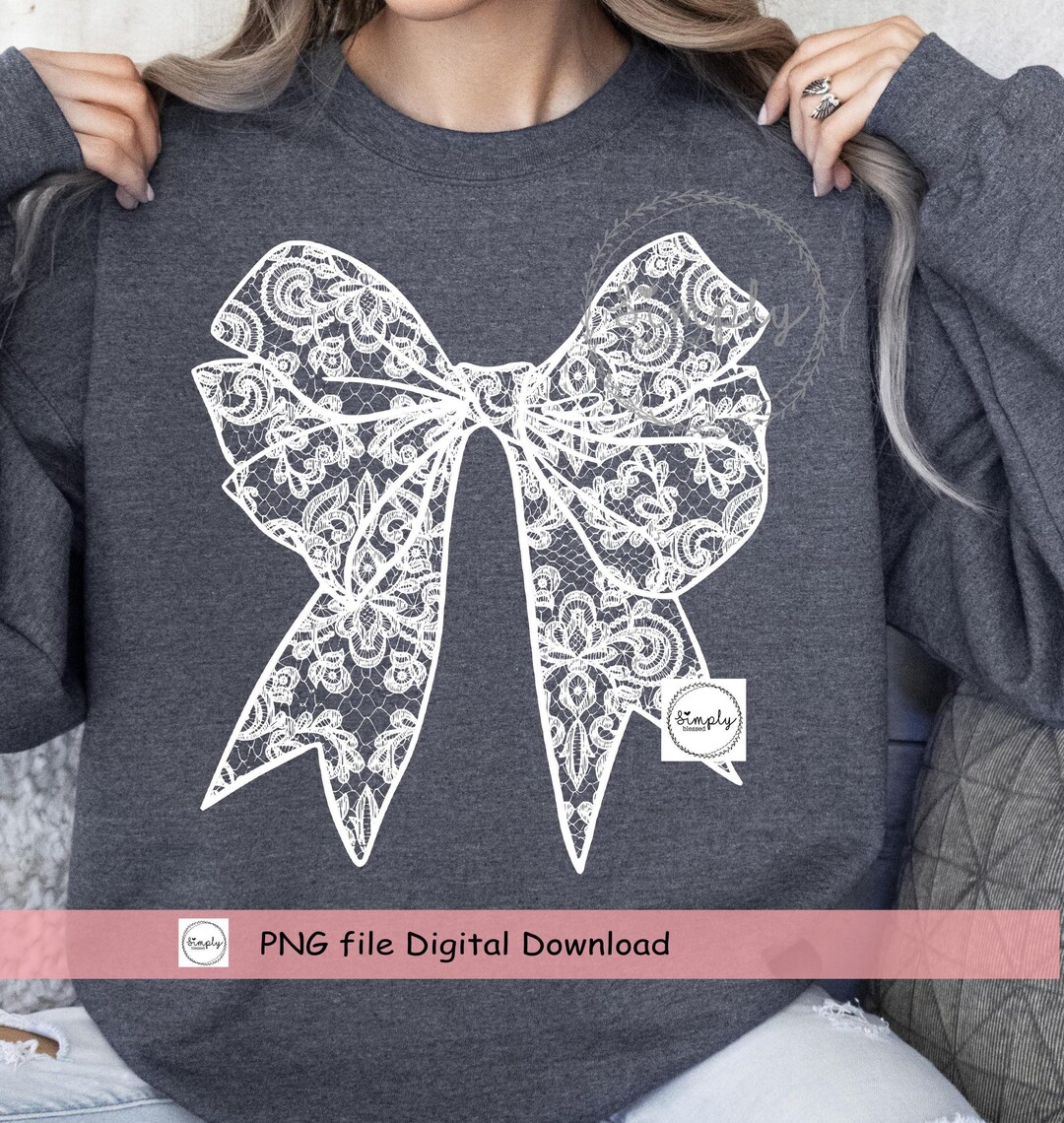 White Lace Bow PNG, Lace Chinoiserie Bow Shirt Design, Easter PNG, Lace ...