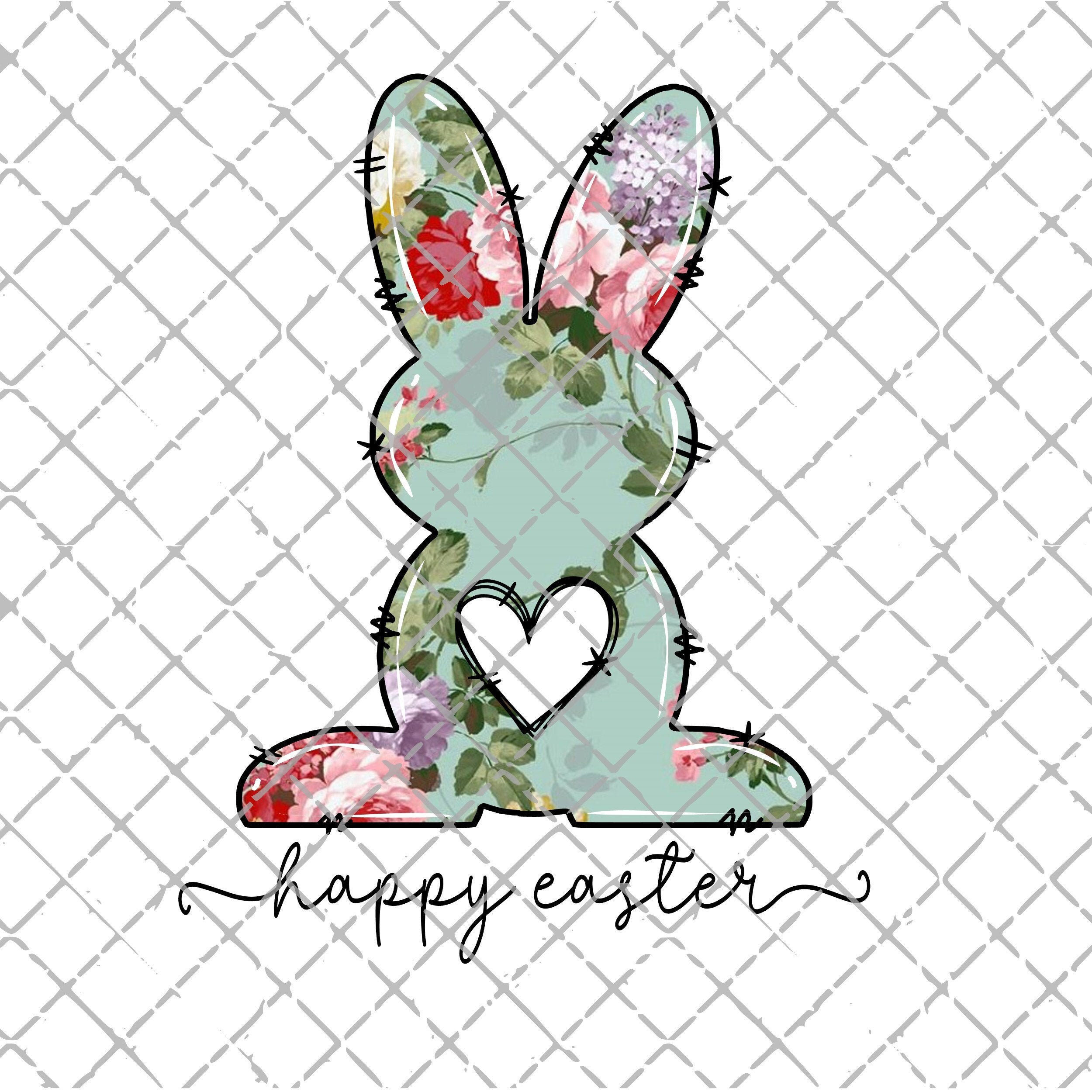 Easter png Floral Easter bunny png Happy Easter sublimation | Etsy