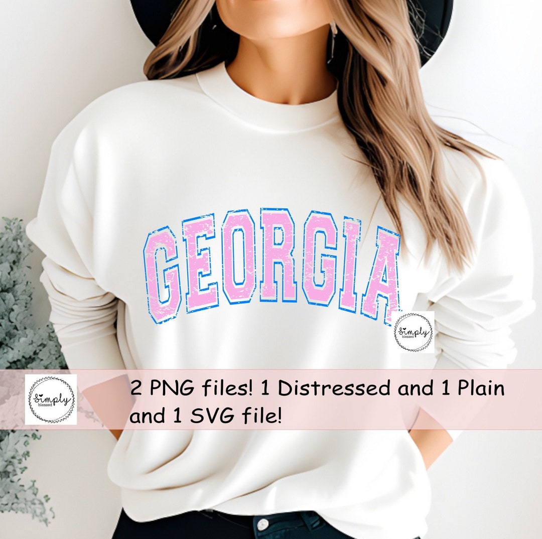 Georgia Varsity SVG PNG, Georgia Shirt Design Download, Distressed Pink ...