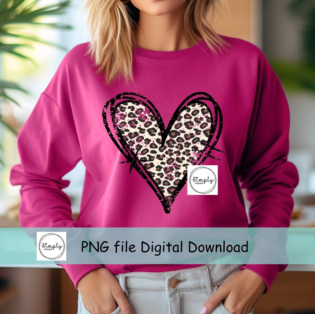 Valentines Png, Grunge Distressed Leopard Heart Shirt Design, Heart ...