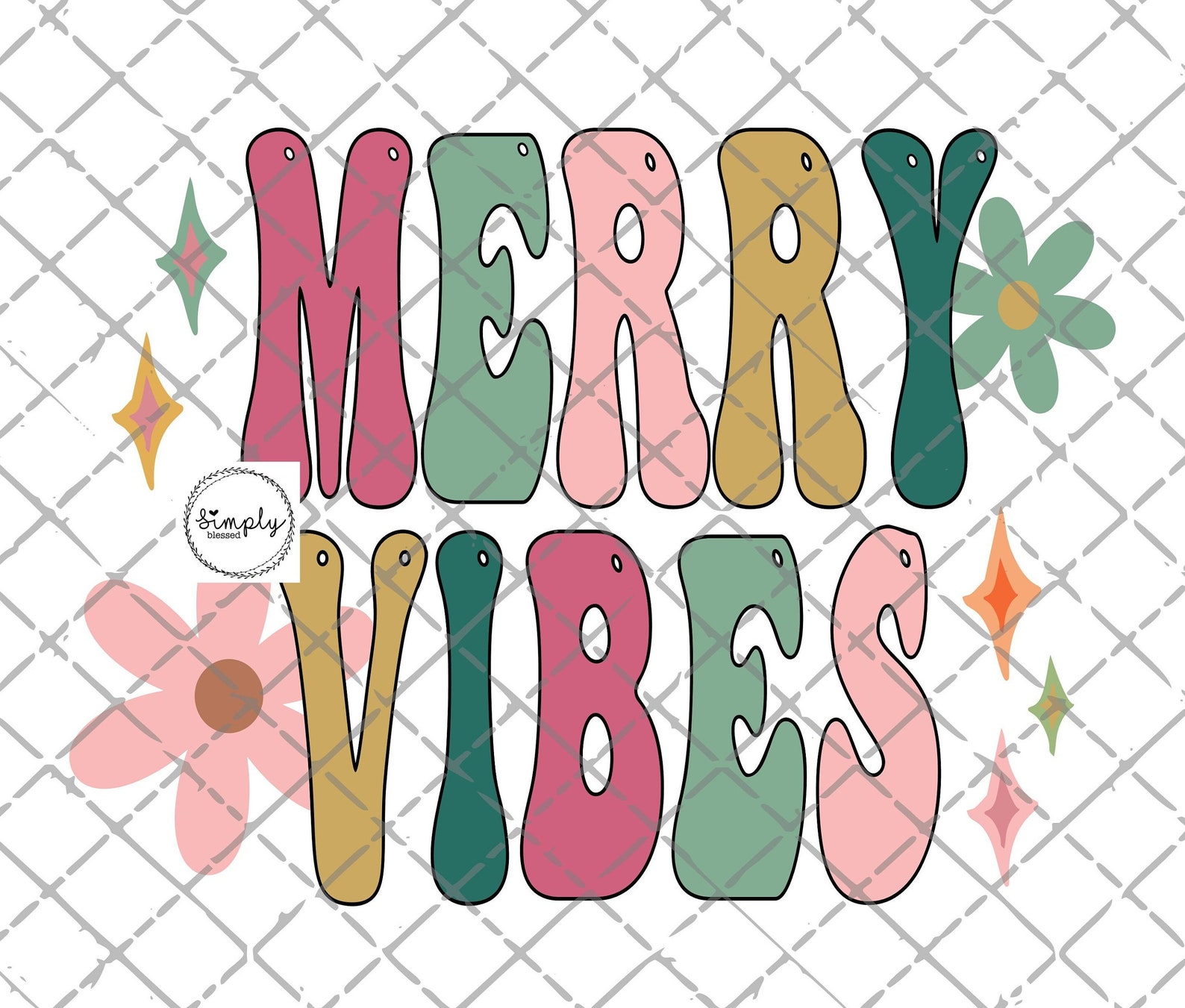 Retro Merry Vibes Sublimation Design PNG Christmas Boho - Etsy