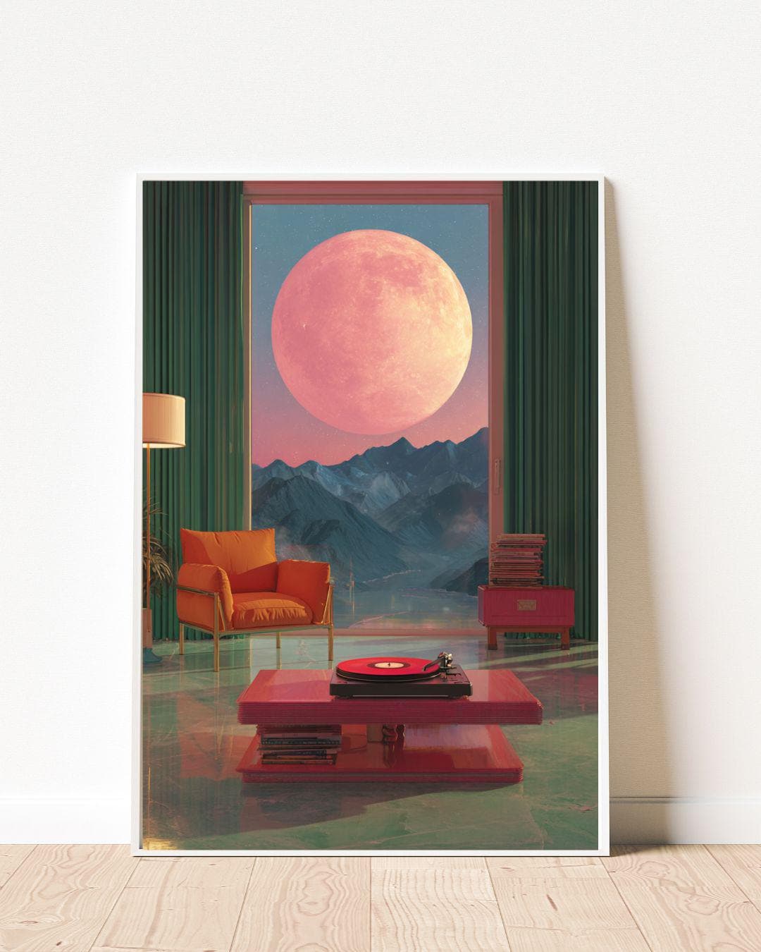 Retro Dreamcore Room Print, Pink Aesthetic Poster, Surreal Moon Wall ...