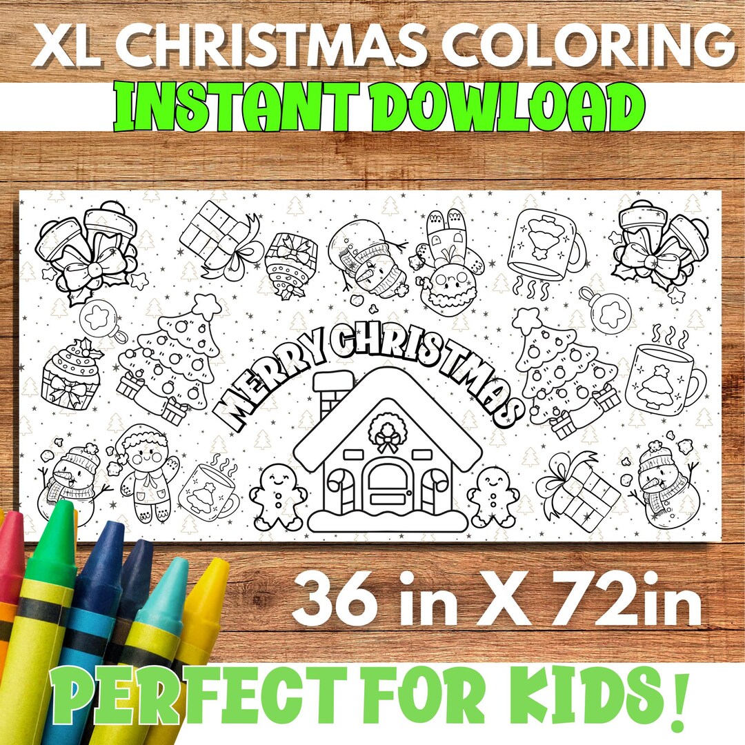 Giant Christmas Coloring Poster: Winter Party Table Runner (digital ...