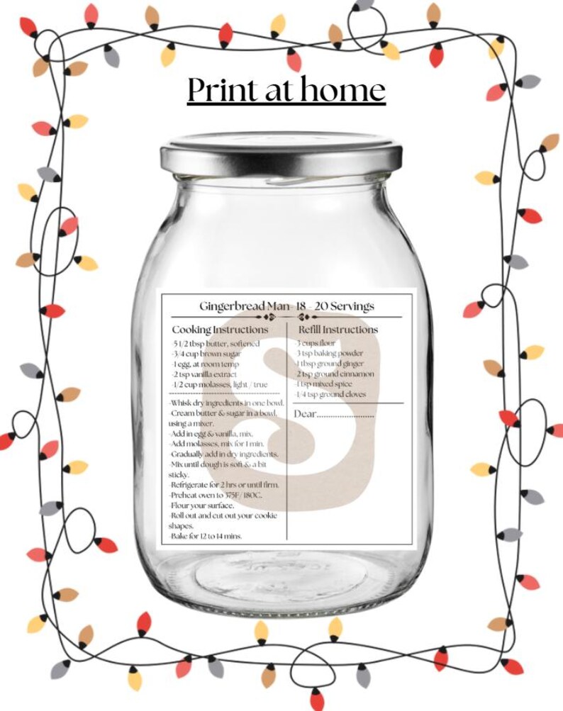 Printable Gingerbread Man Mix Recipe Label: Craftologist Pantry ...