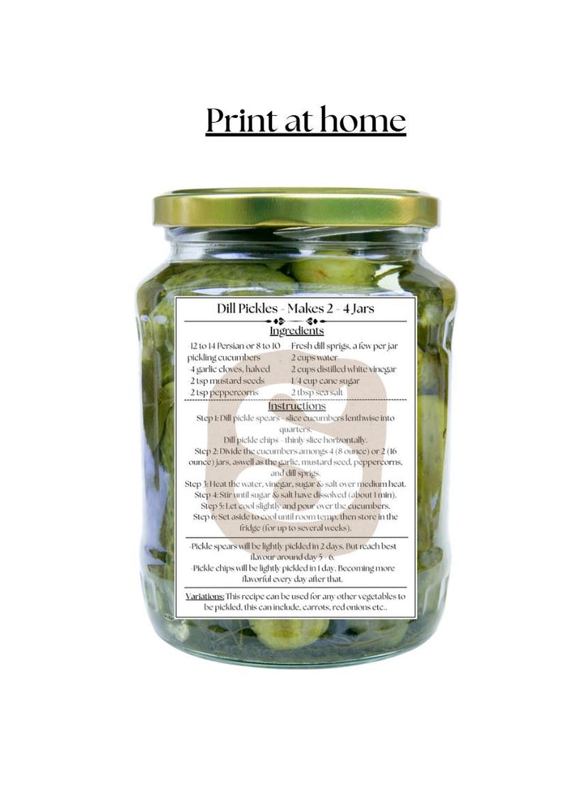 Printable Dill Pickle Mix Recipe Labels: Craftologist Pantry ...