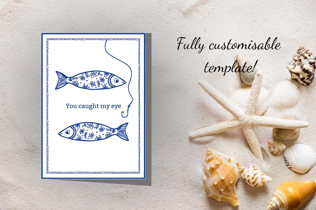 Hand Drawn Sardine Card Template: Customizable Romantic Gift (PDF ...
